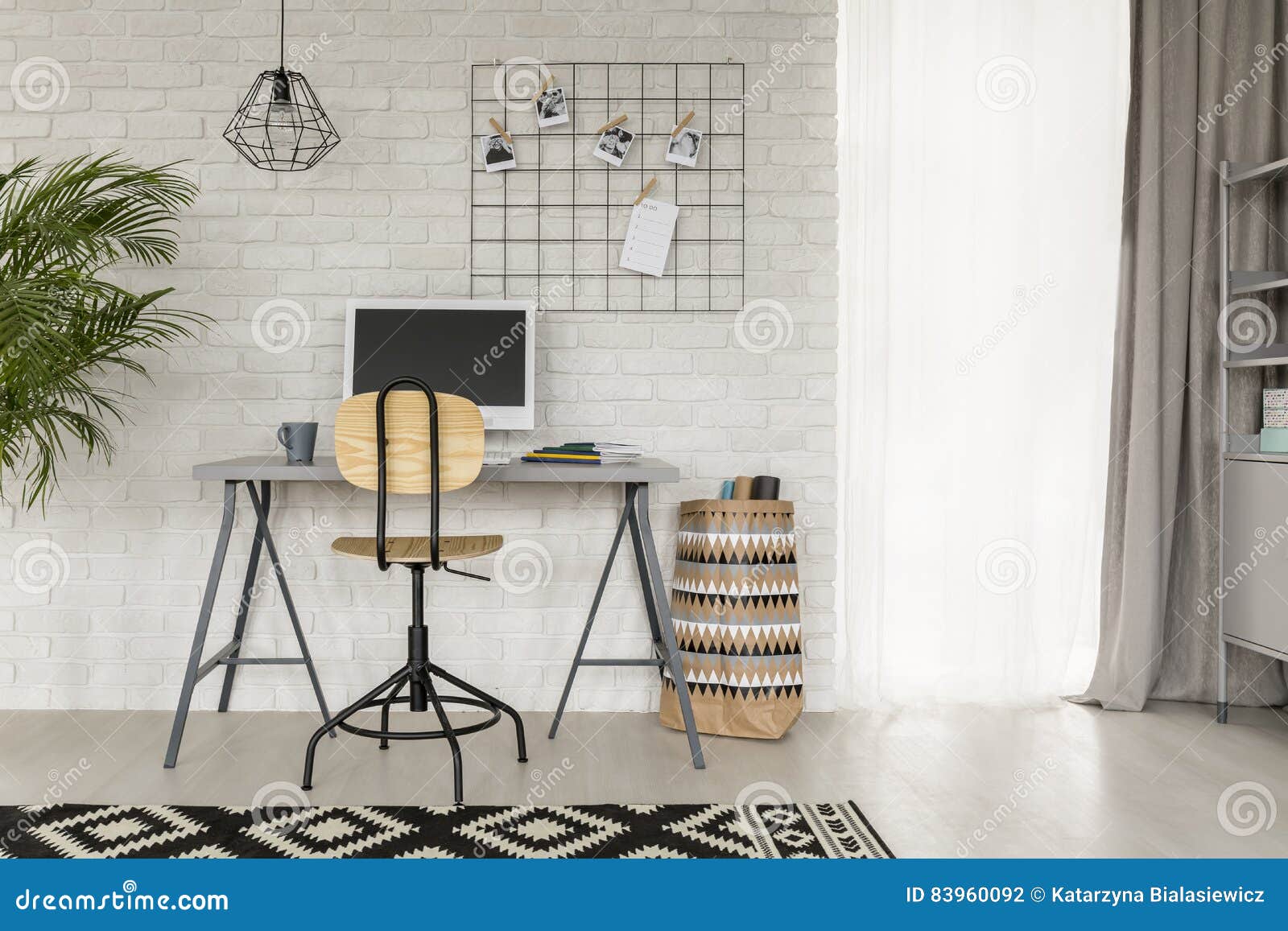 Study Room with Industrial Details Stock Photo - Image of black ...