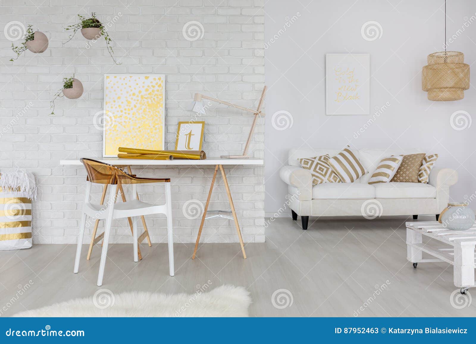 Study room in scandi style stock image. Image of interior - 87952463