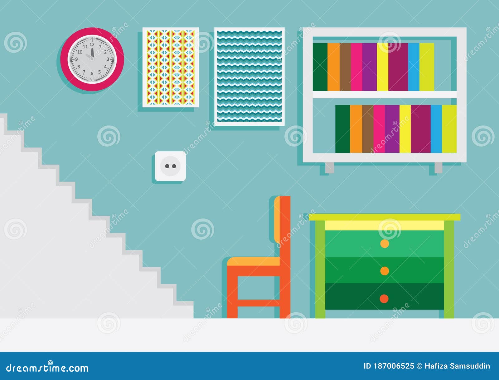 Study Room. Vector Illustration Decorative Design Stock Illustration ...