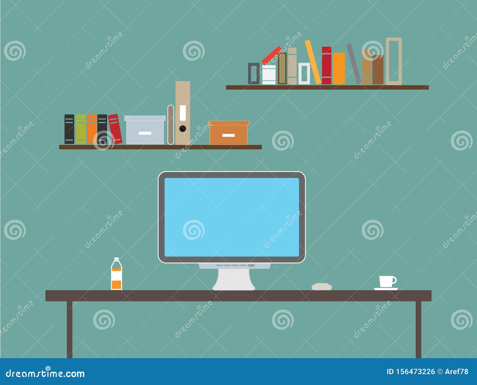 Study Room Vector Illustration Flat Set Stock Vector - Illustration of ...
