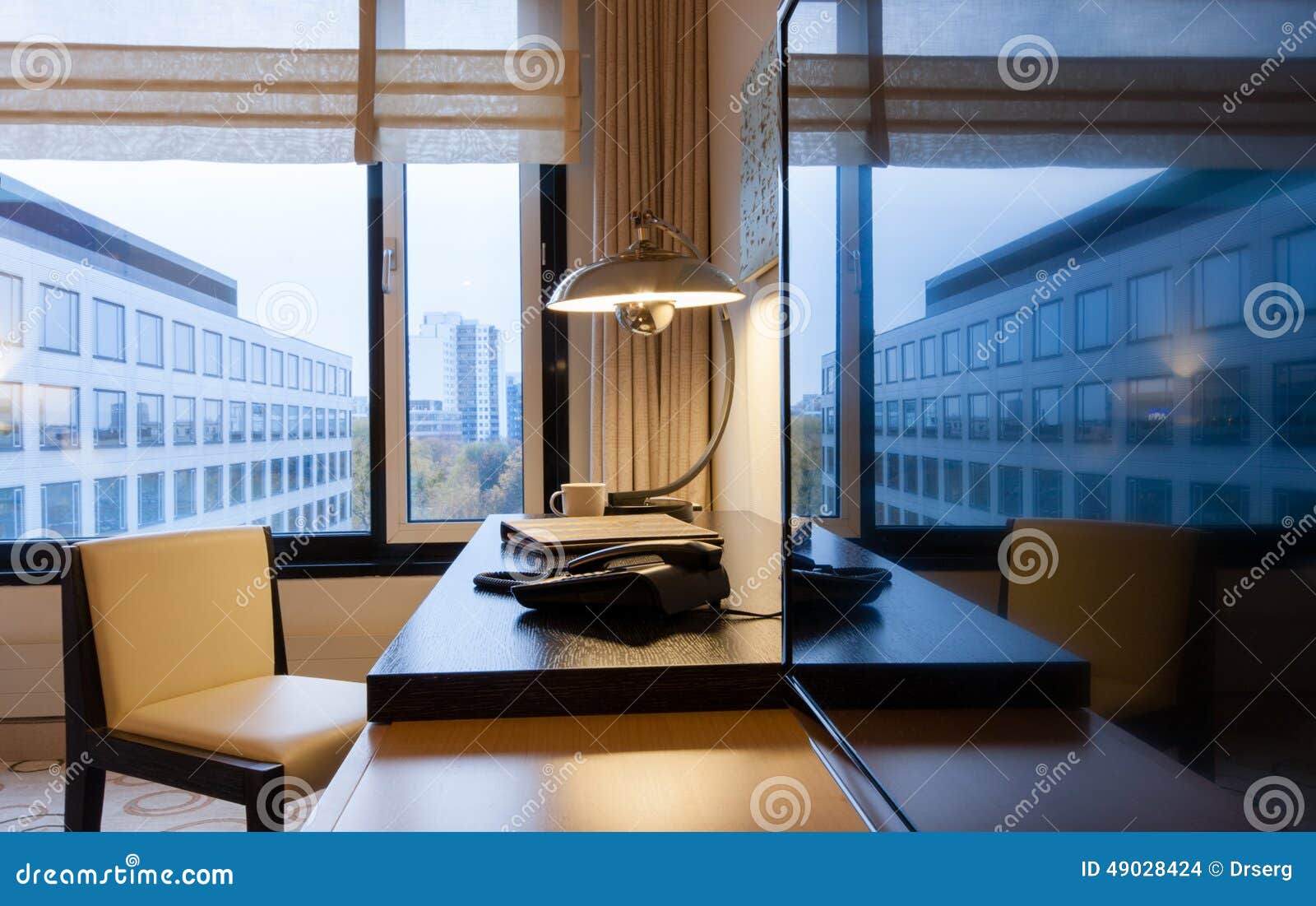 Study Room with Writing Desk and Lcd Tv Set Stock Photo - Image of ...