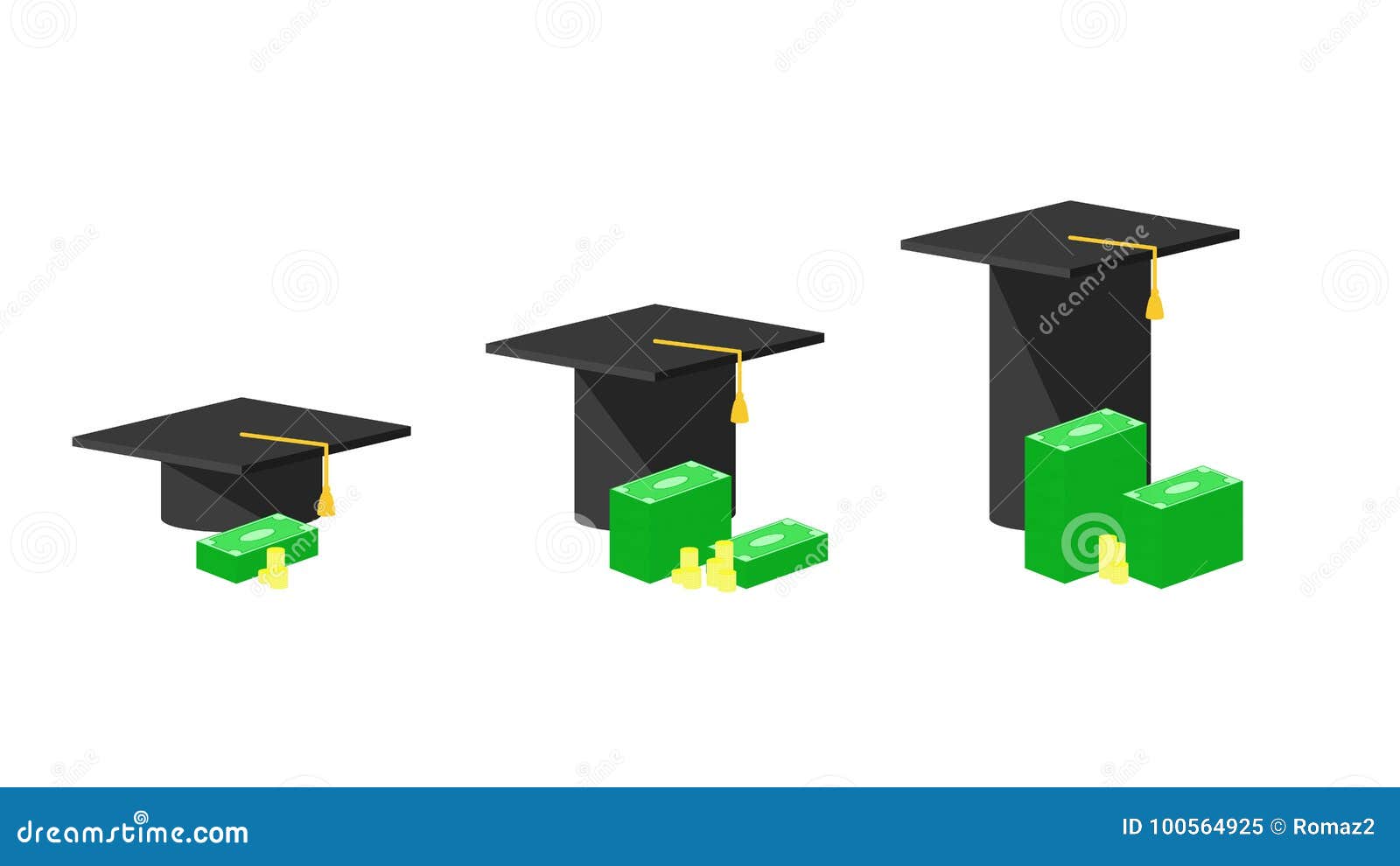 Study and Salary Correlation with Graduation Cap Stock Image ...
