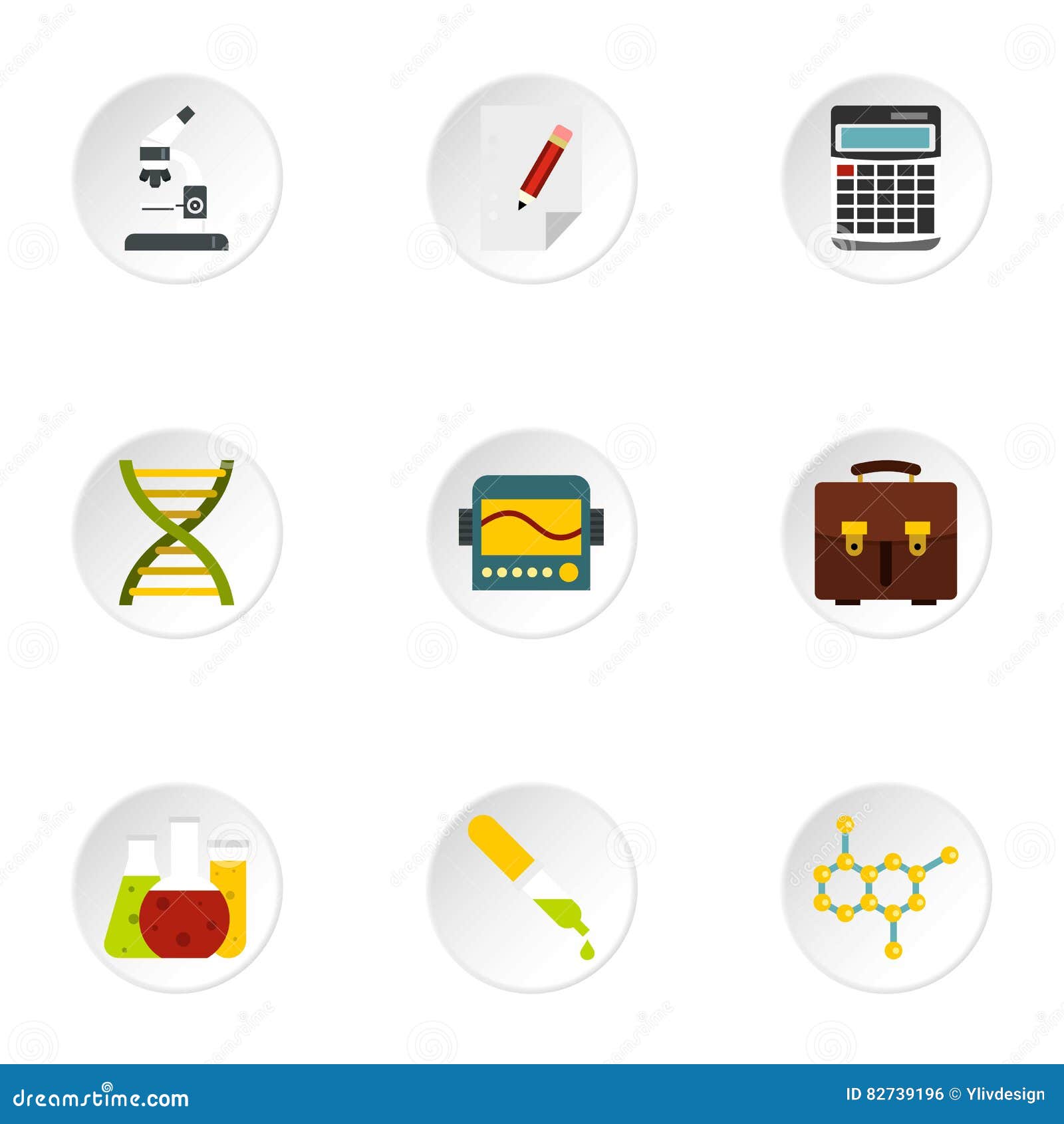 Study of Science Icons Set, Flat Style Stock Vector - Illustration of ...