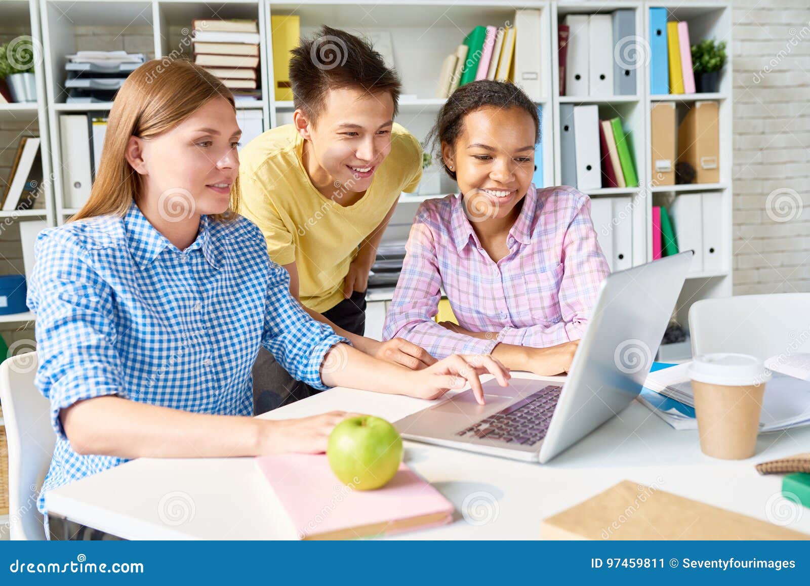 Study Session in College Library Stock Image - Image of explaining ...