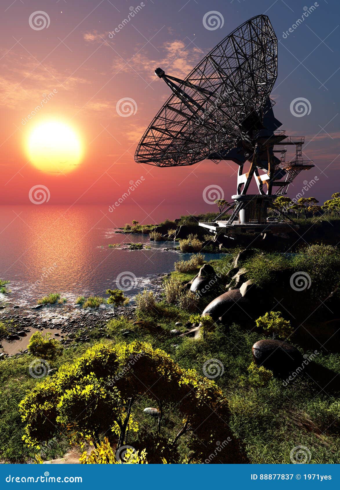 The study of the sky. stock illustration. Illustration of radio - 88877837