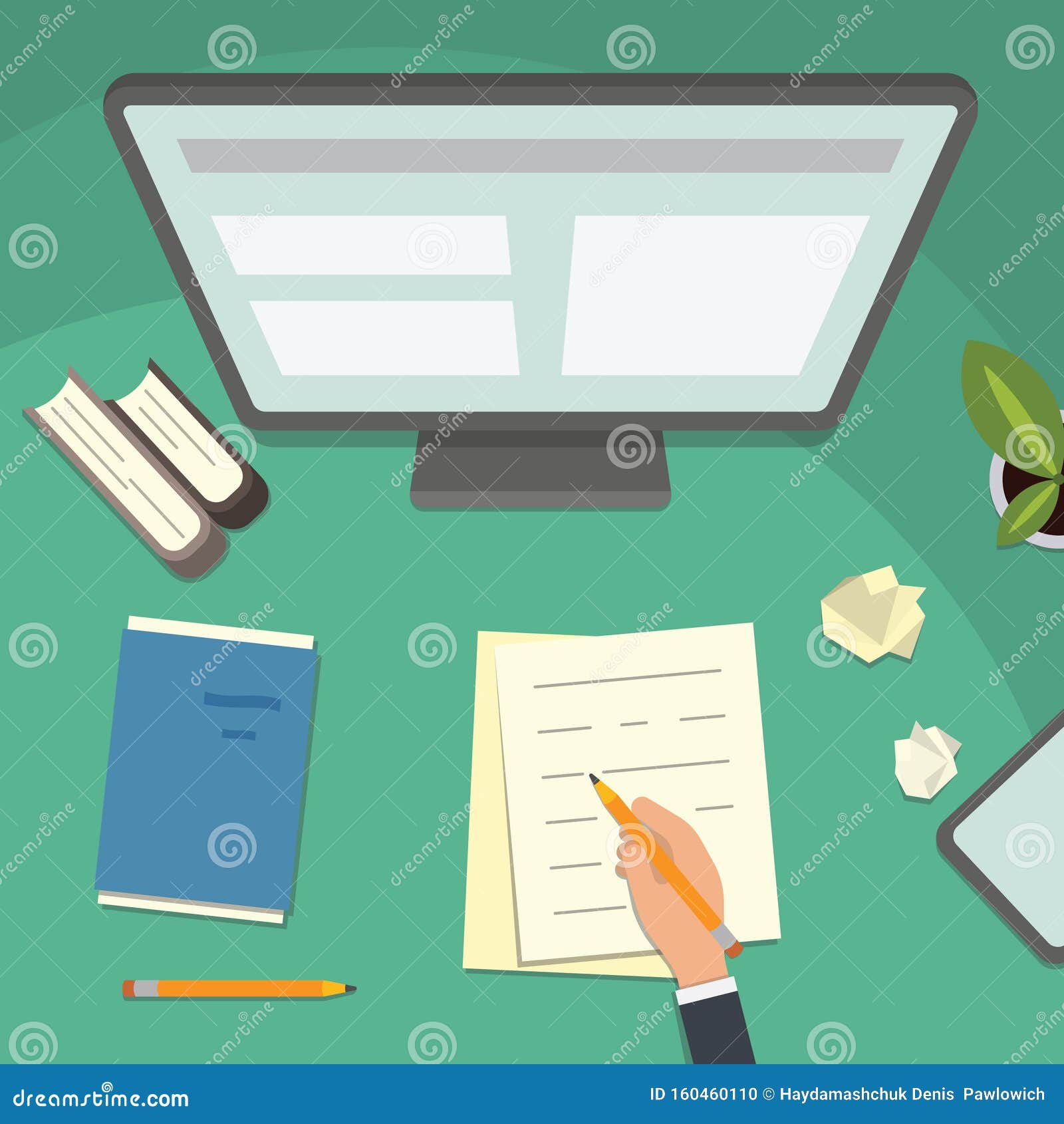 Study Table and Work Desktop Vector Illustration. School Lesson ...