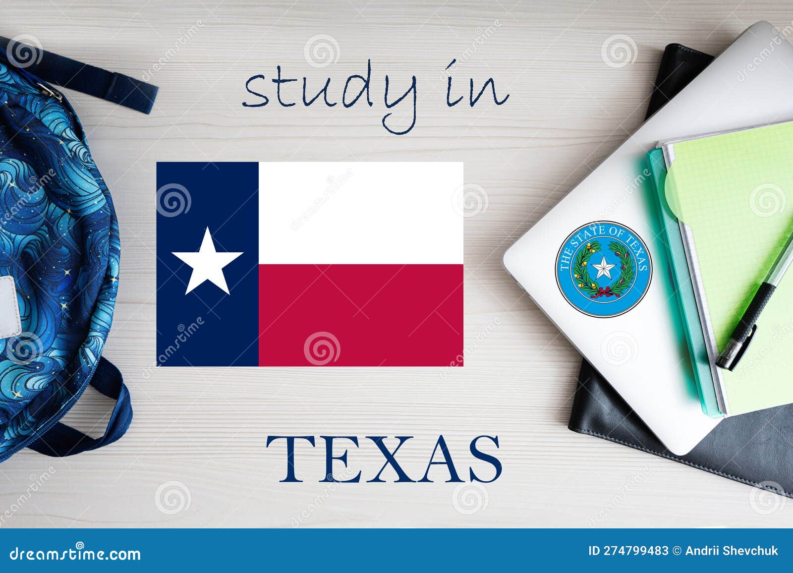 Study in Texas. USA State. US Education Concept Stock Illustration ...