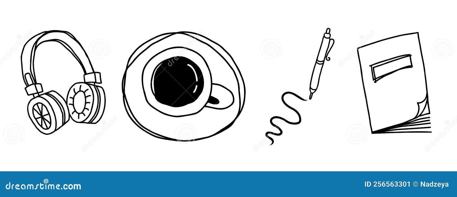 Study themed line art set stock vector. Illustration of lesson - 256563301