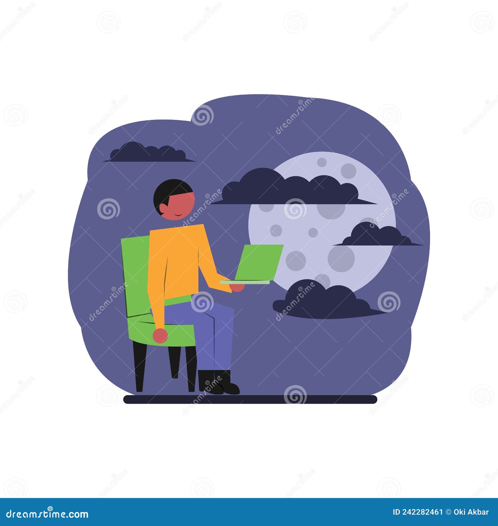 Study Till Midnight Illustration Stock Vector - Illustration of drawing ...