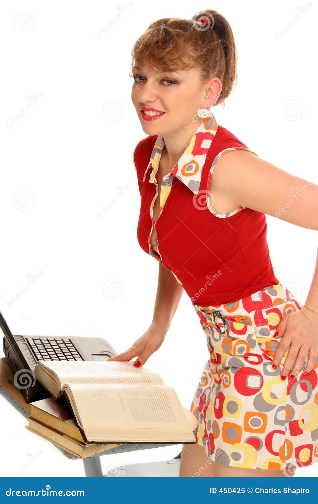Study time stock image. Image of laptop, girl, outfit, coed - 450425