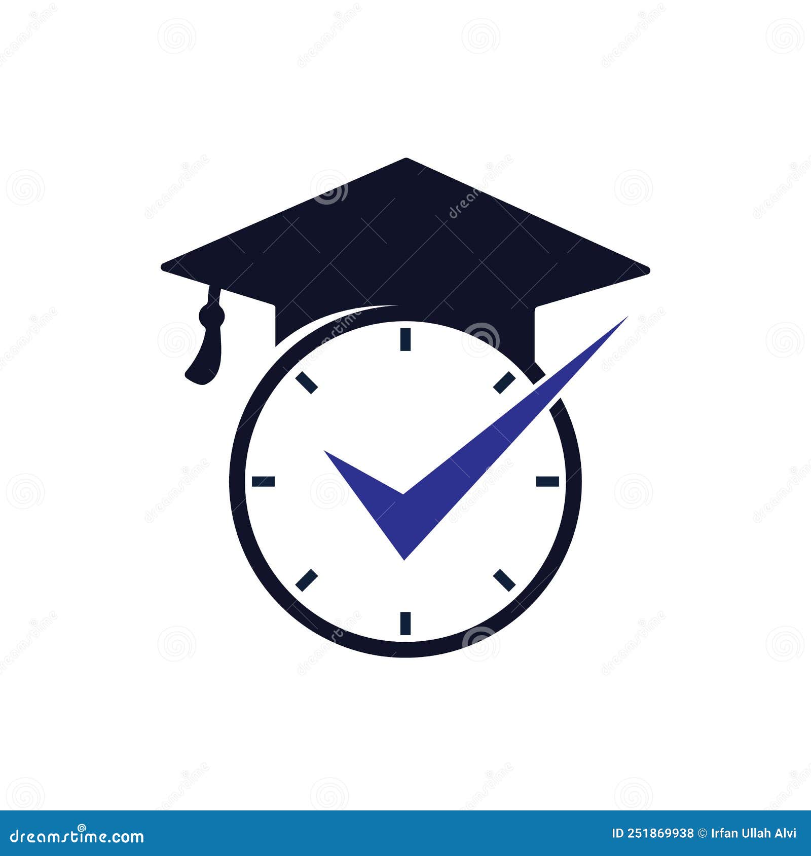 Study Time Vector Logo Design. Graduation Hat with Clock and Check Icon ...
