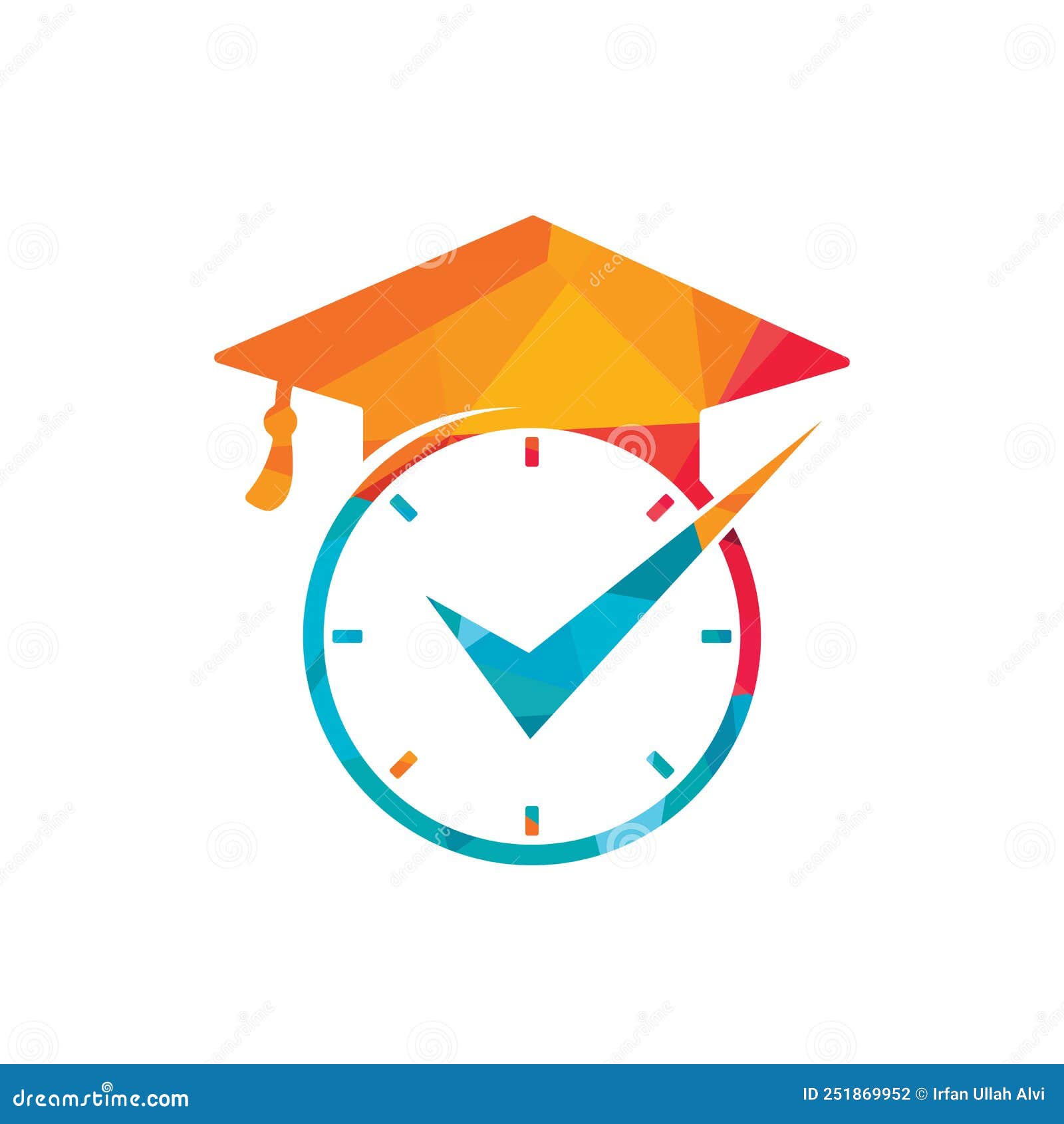 Study Time Vector Logo Design. Graduation Hat with Clock and Check Icon ...