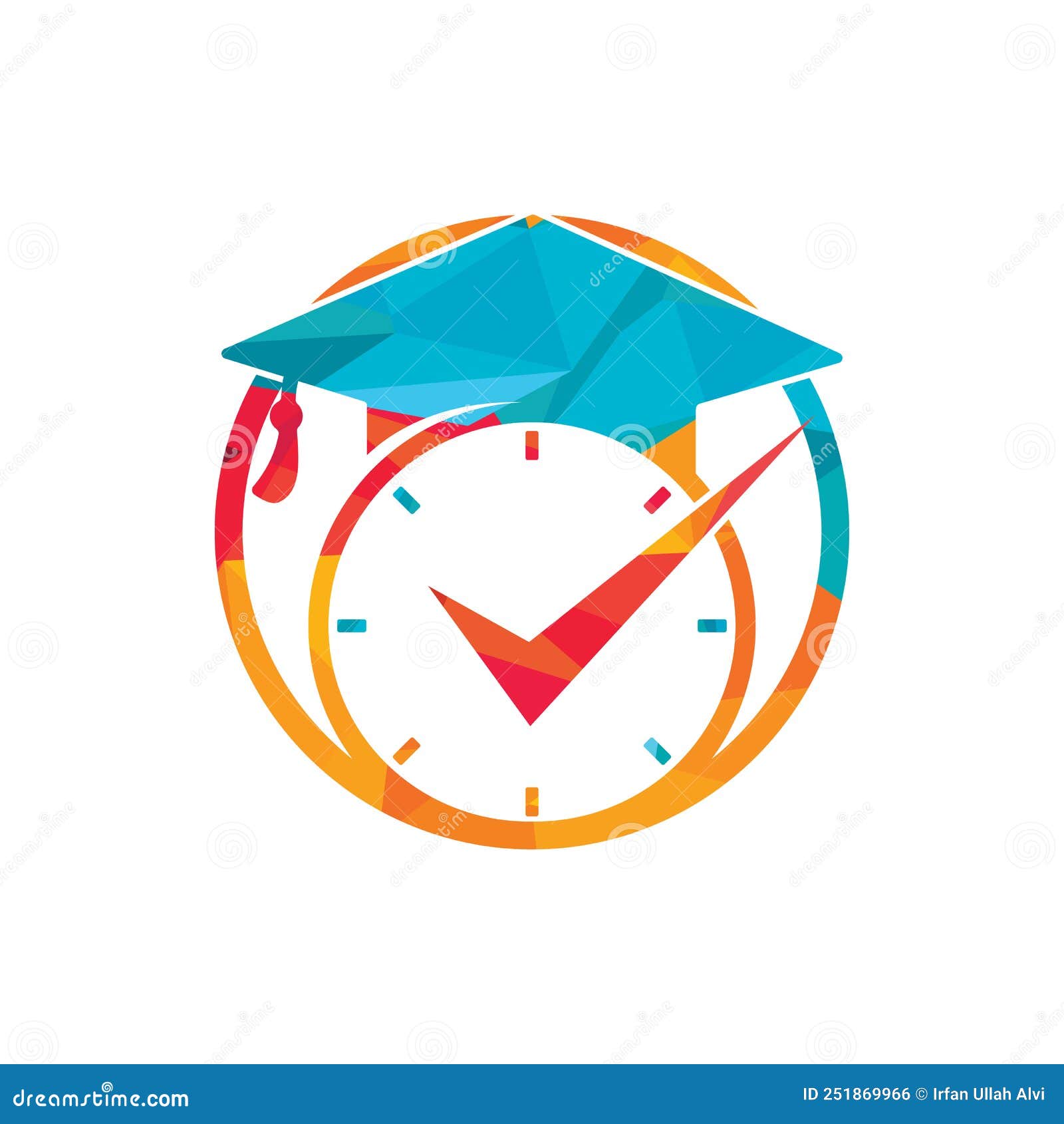 Study Time Vector Logo Design. Graduation Hat with Clock and Check Icon ...