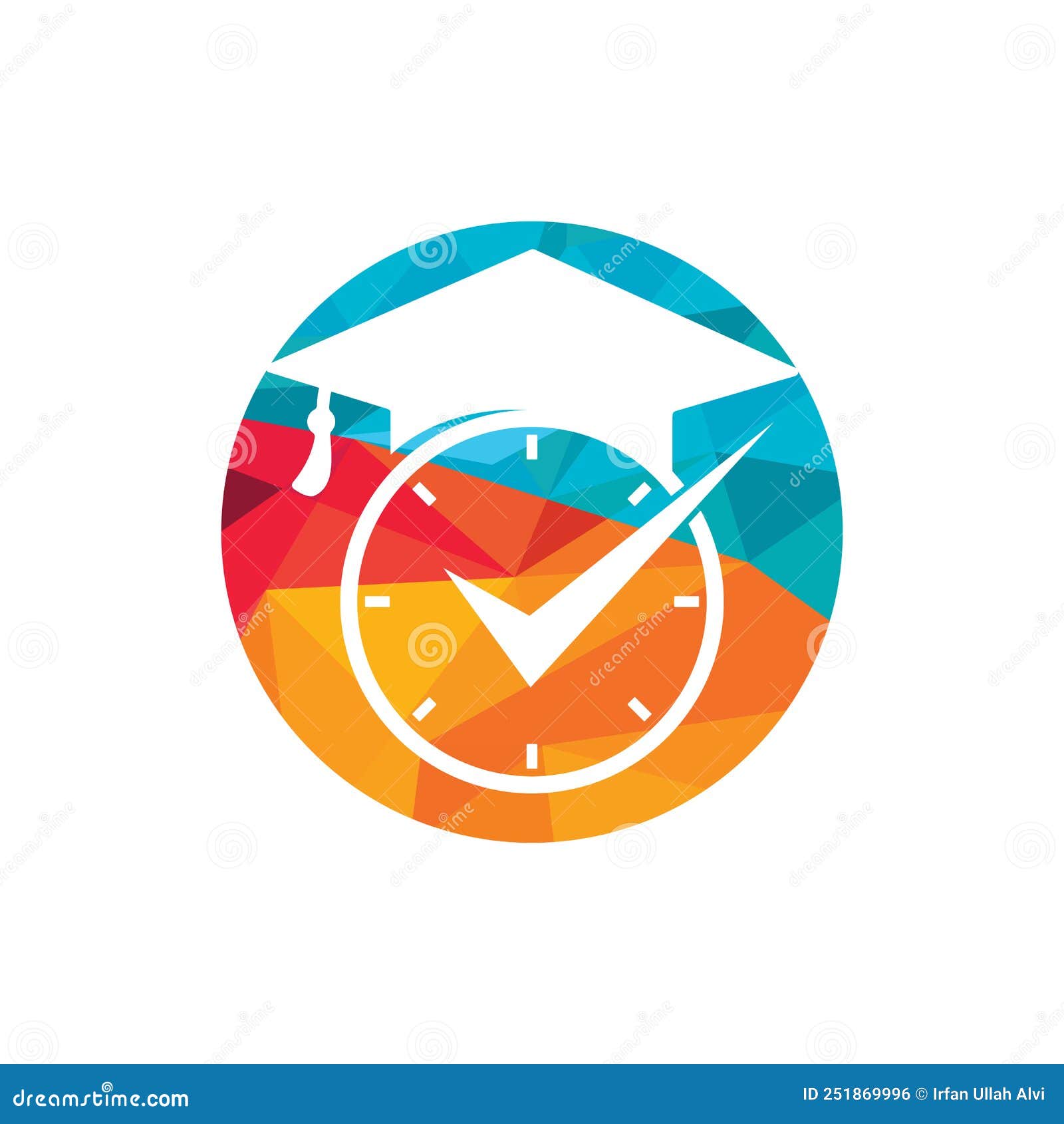 Study Time Vector Logo Design. Graduation Hat with Clock and Check Icon ...