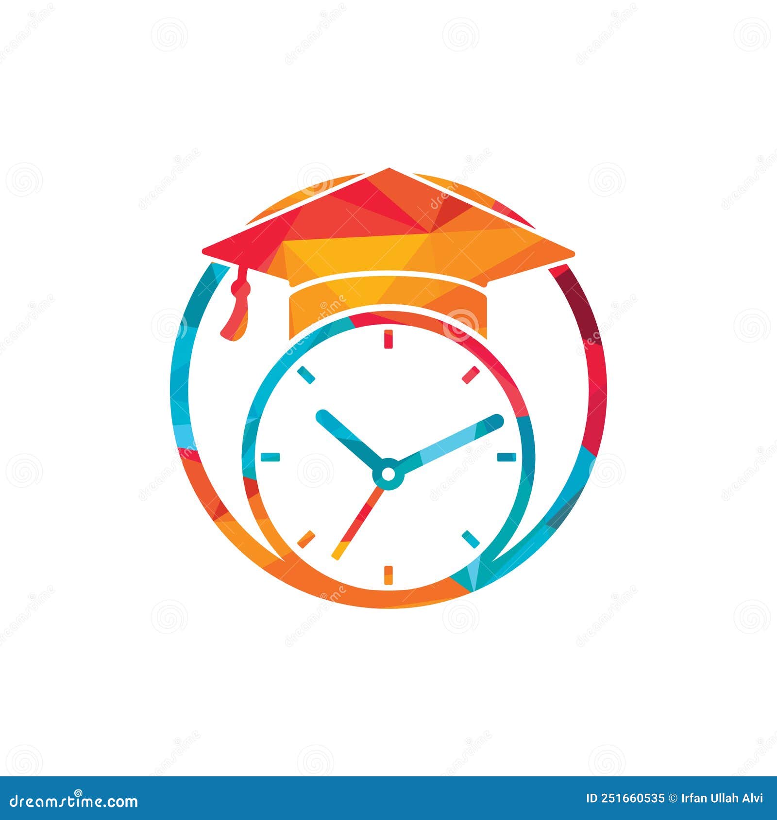 Study Time Vector Logo Design. Graduation Hat with Clock Icon Design ...