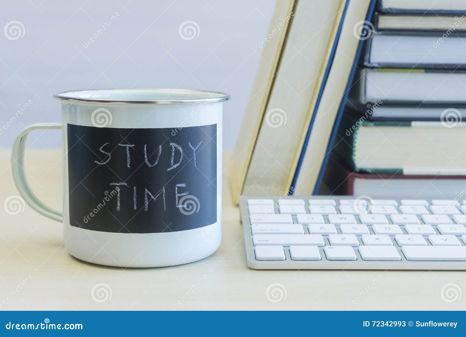 Study Time Words on Mug with Keyboard and Books Stock Image - Image of ...