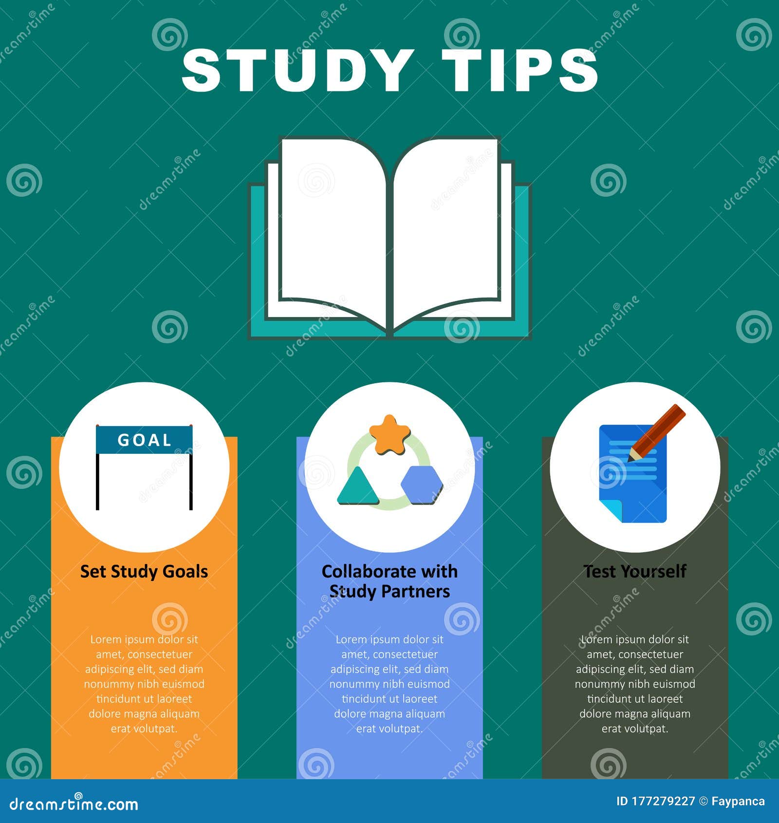 Study Tips Set stock illustration. Illustration of label - 177279227