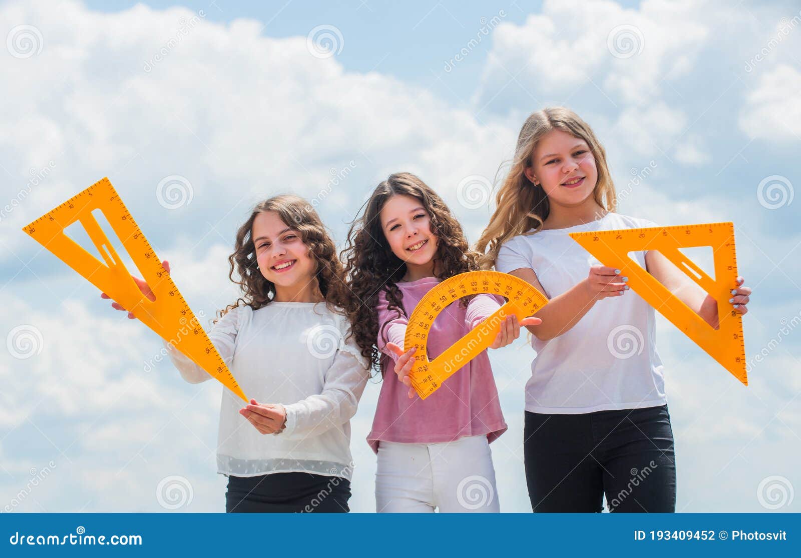 Students With Clever Children Girl Raising Hand Stock Photo ...