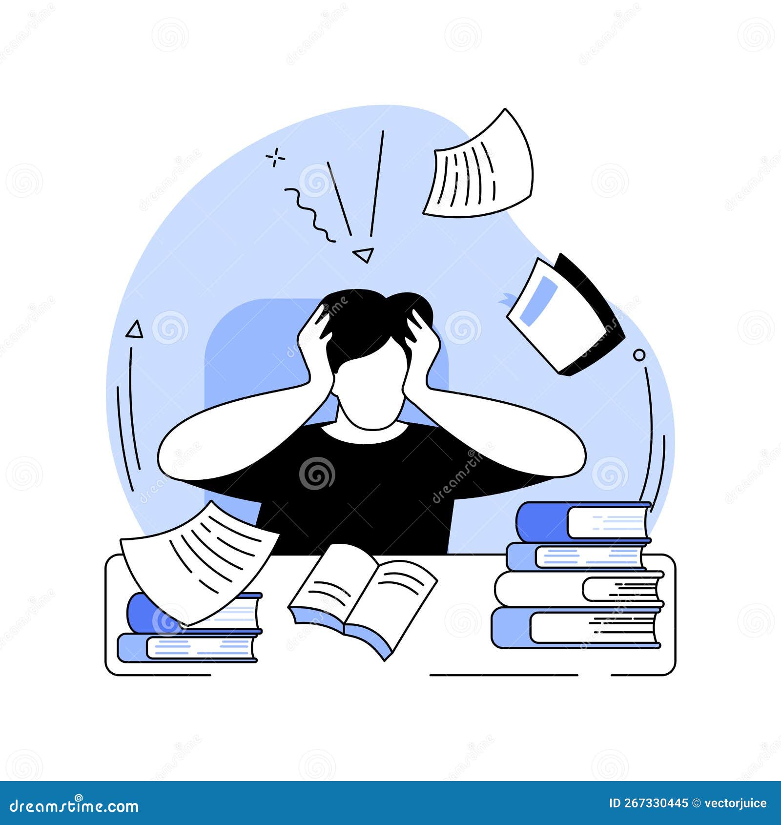 Study Too Much Isolated Cartoon Vector Illustrations Stock Vector ...