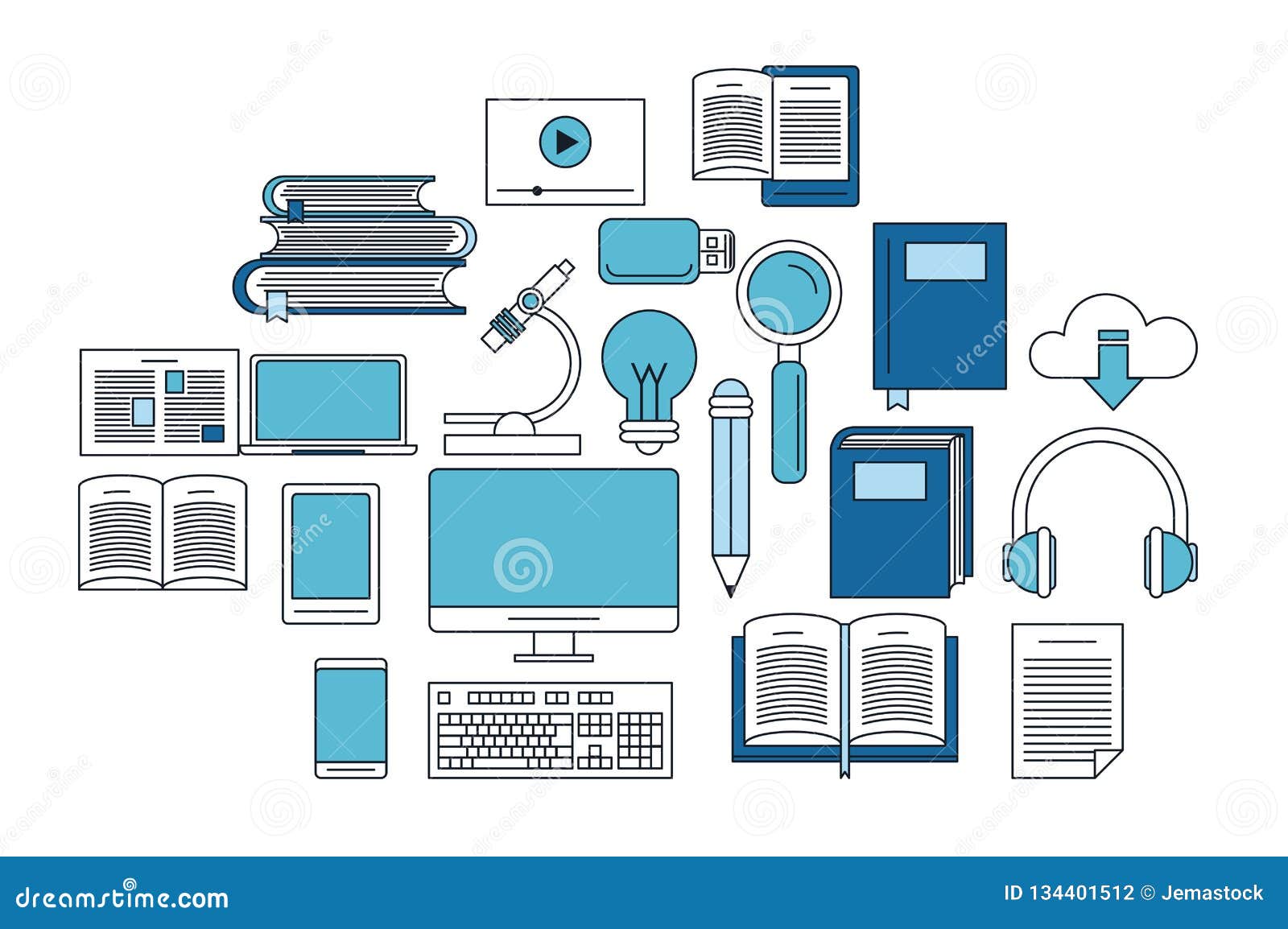 Study tools elements stock vector. Illustration of background - 134401512