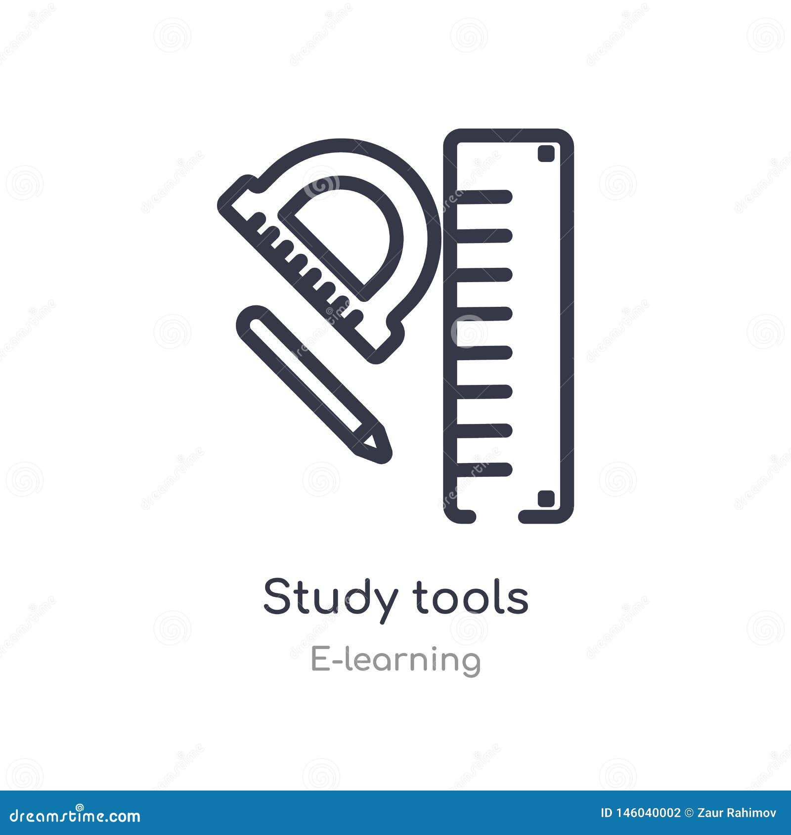Study Tools Outline Icon. Isolated Line Vector Illustration from E ...