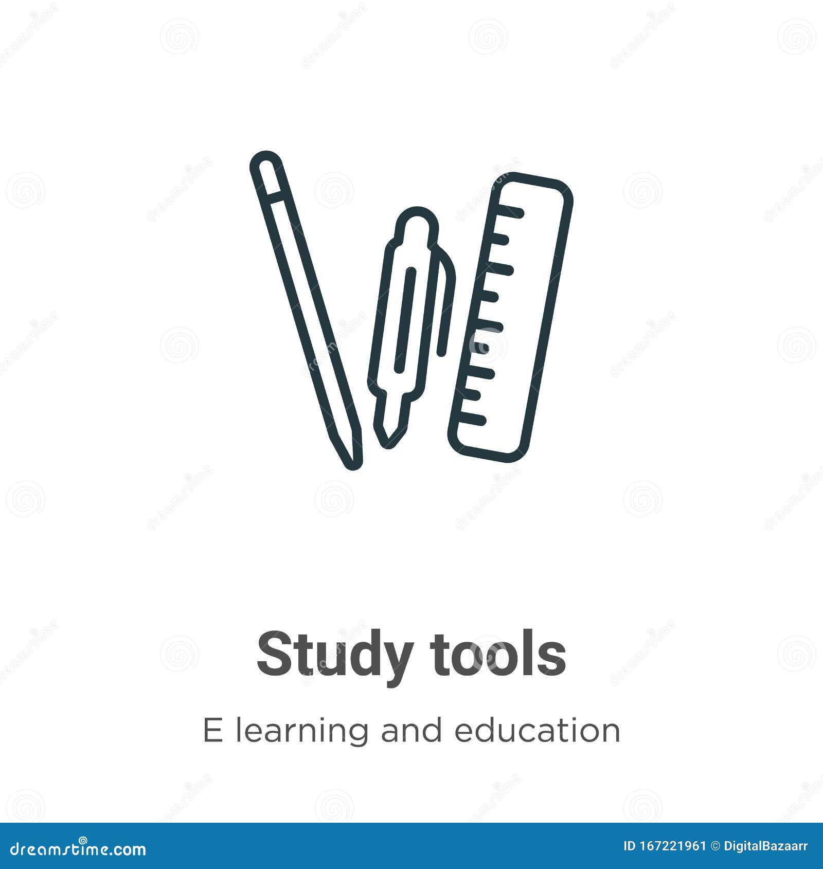 Study Tools Outline Vector Icon. Thin Line Black Study Tools Icon, Flat ...