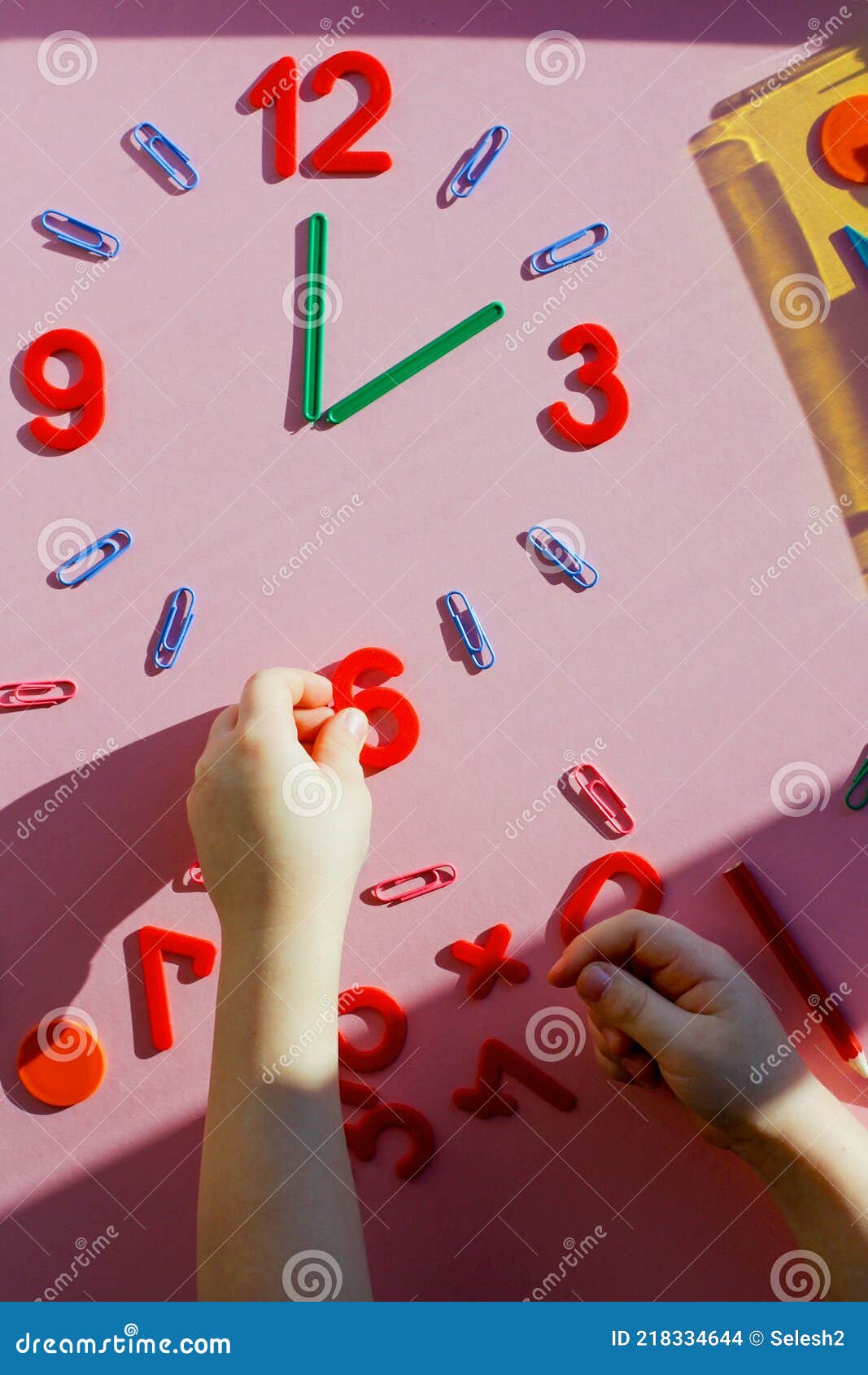 Study the Topic of Hours with Children. the Watch is Made of Numbers ...