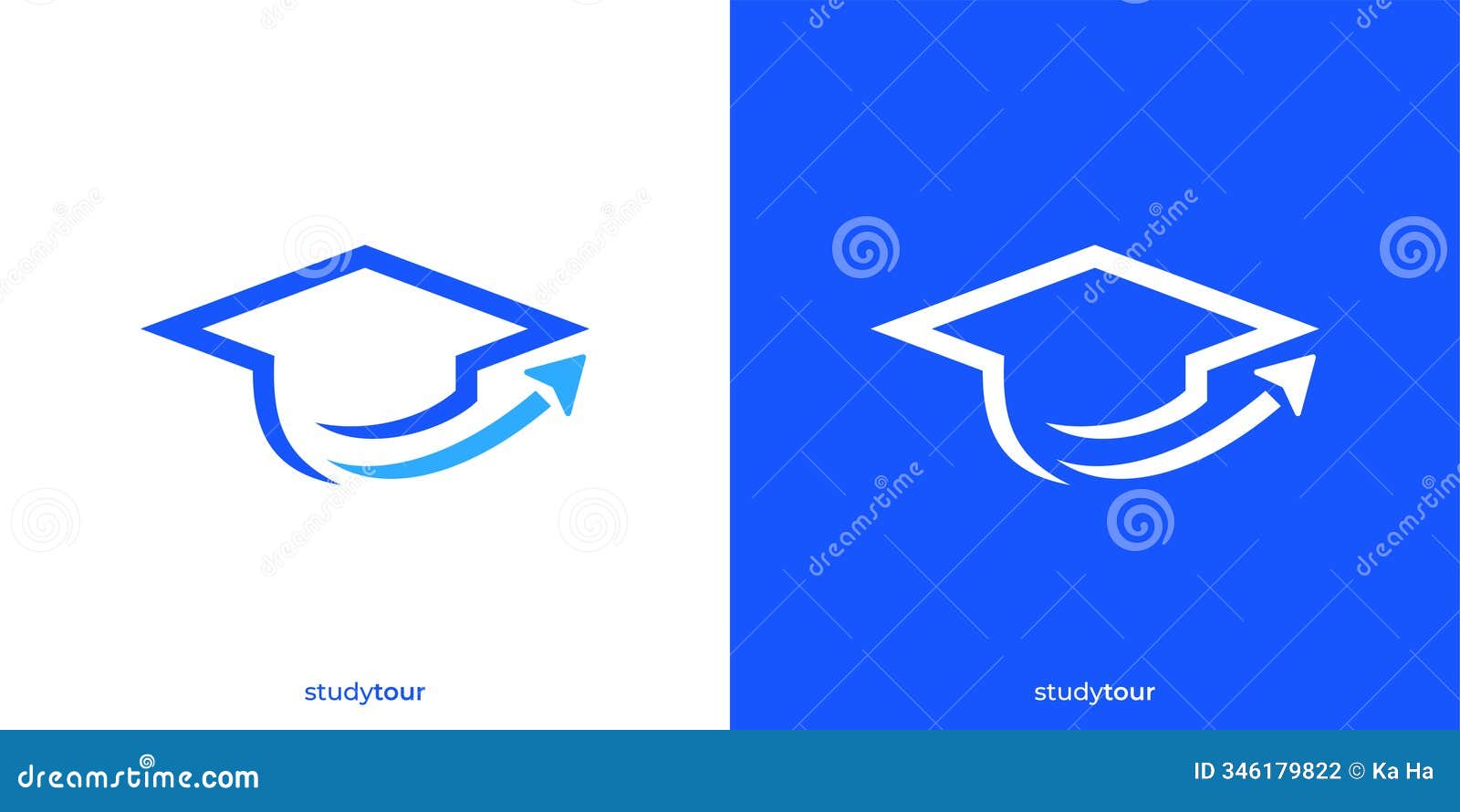 Simple Study Tour Logo. Graduation Hat and Plane or Jet Arrow Icon ...