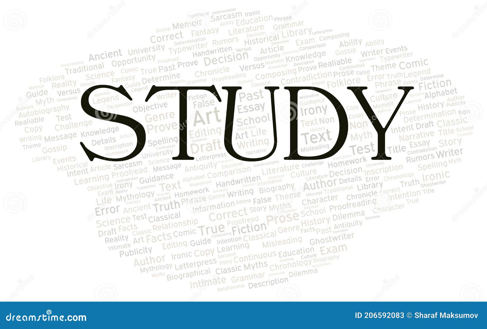 Study Typography Word Cloud Create with the Text only Stock ...