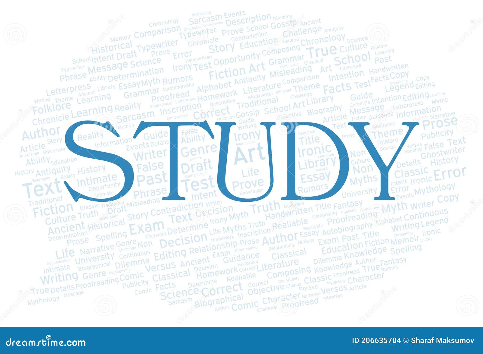 Study Typography Word Cloud Create with the Text only Stock ...
