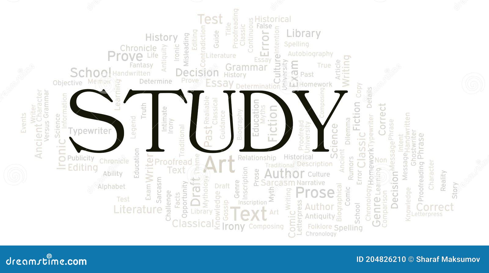 Study Typography Word Cloud Create with the Text only Stock ...