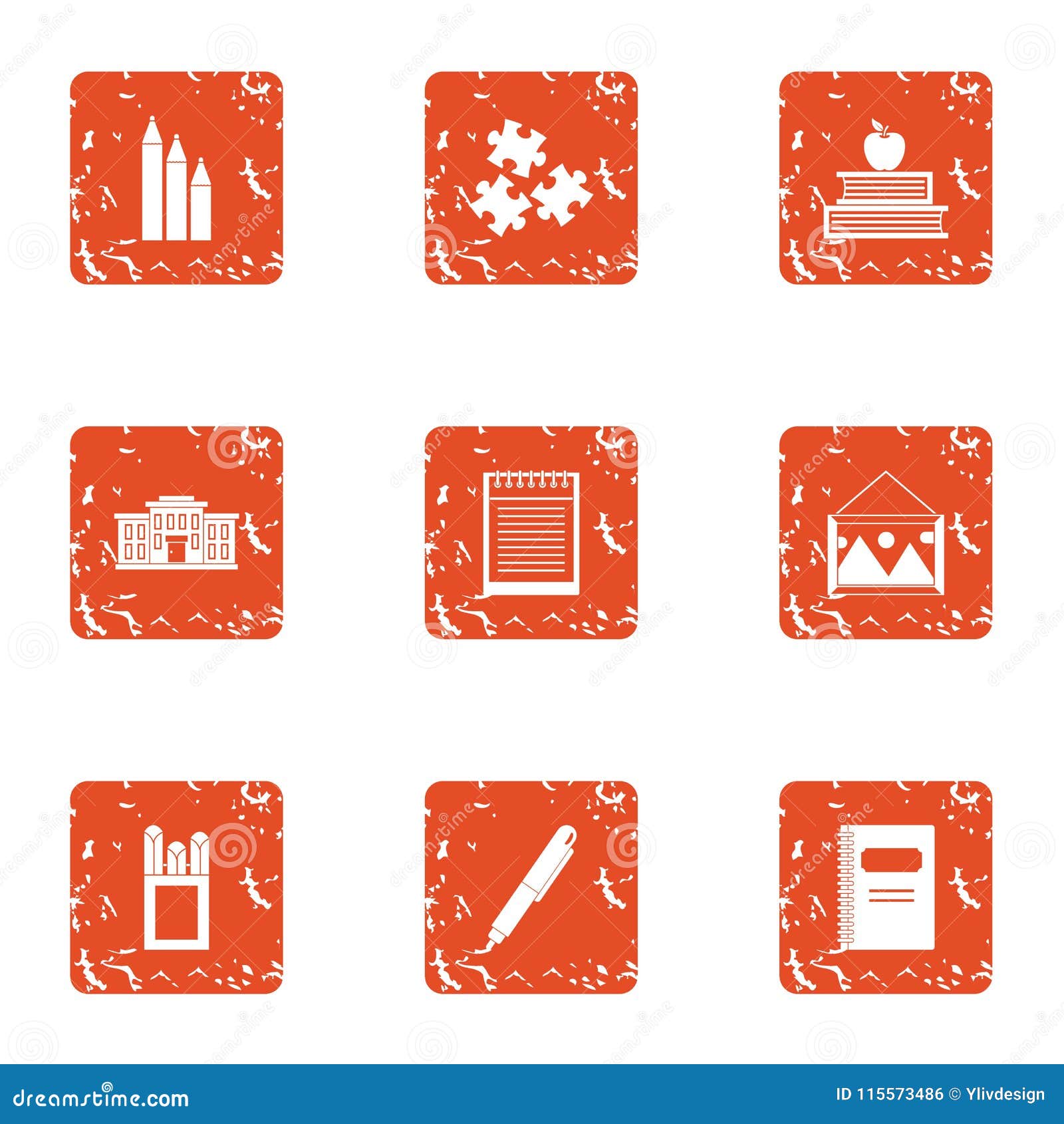 Study Undertaking Icons Set, Grunge Style Stock Vector - Illustration ...