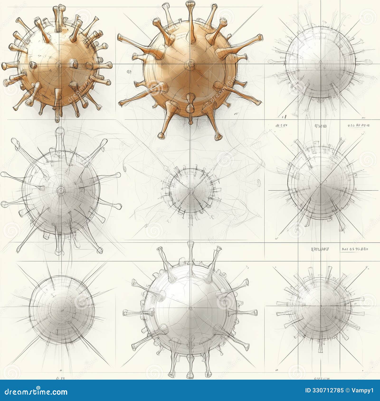 Study of the Virus Under the Microscope, Life Forms. Drawing Stock ...