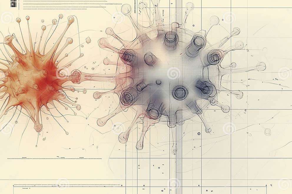 Study of the Virus Under the Microscope, Life Forms. Drawing Stock ...