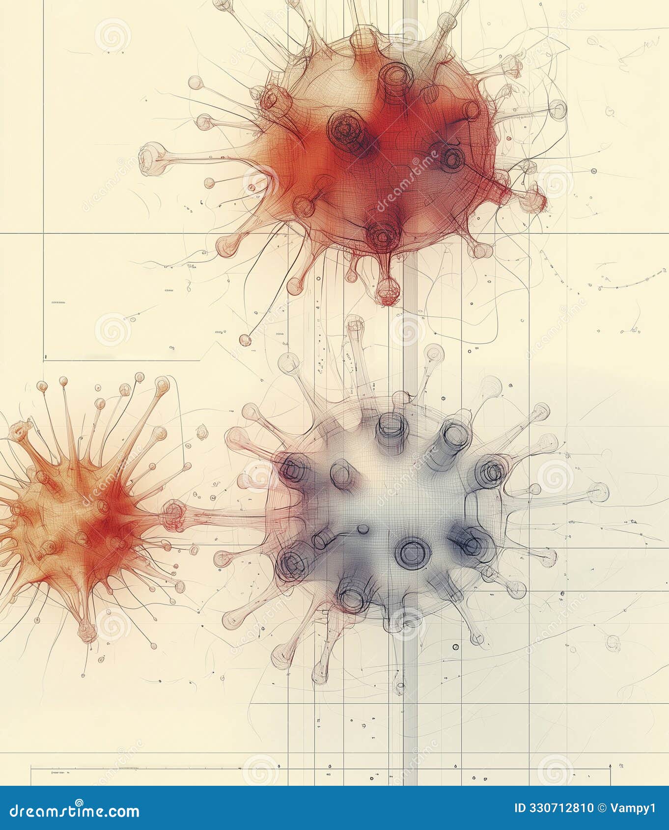 Study of the Virus Under the Microscope, Life Forms. Drawing Stock ...