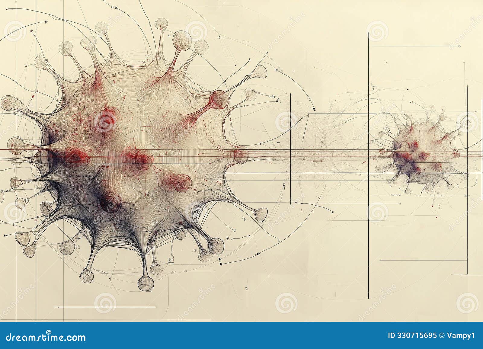 Study of the Virus Under the Microscope, Life Forms. Drawing Stock ...