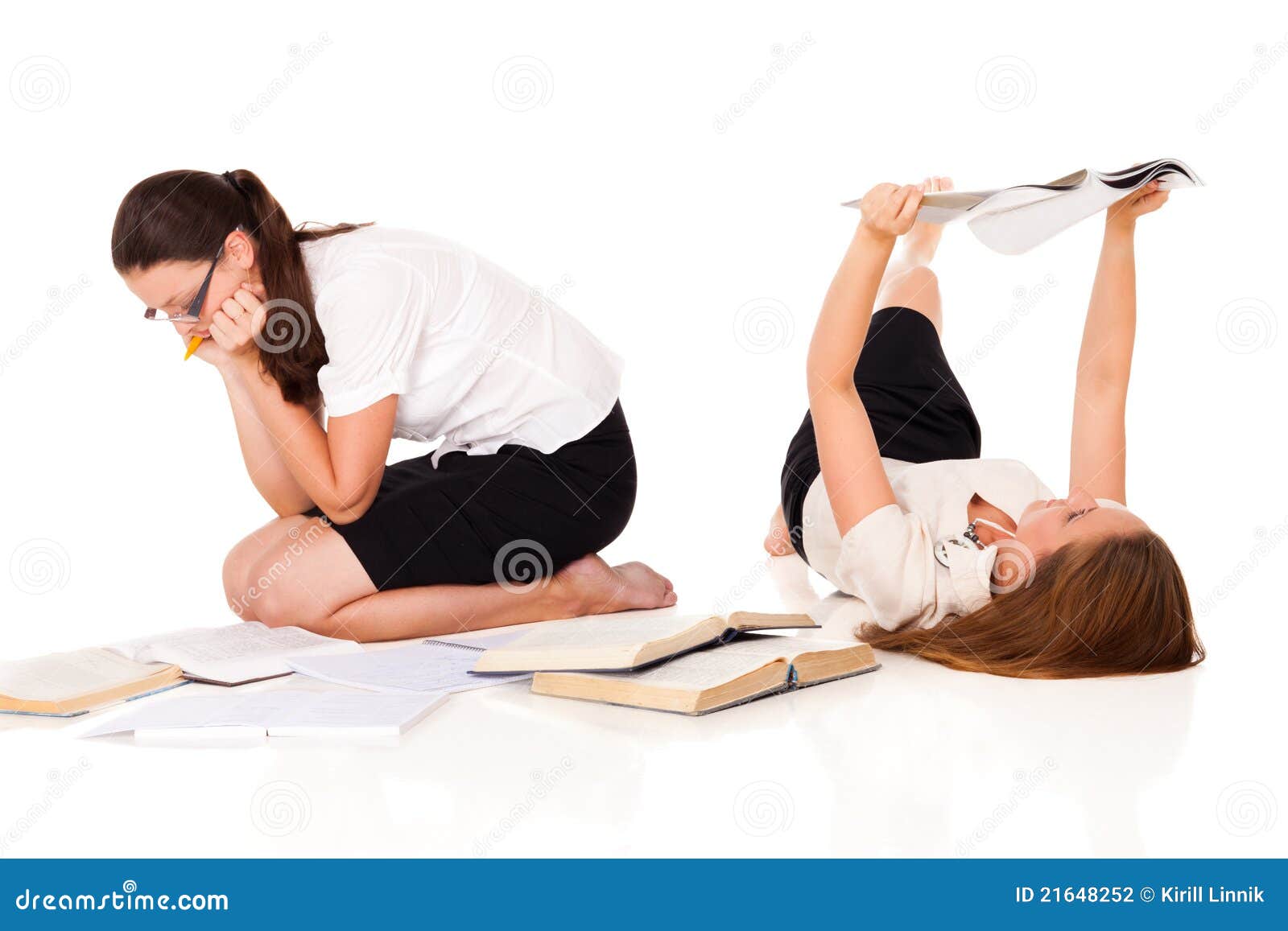 Study VS fun stock photo. Image of hair, black, learning - 21648252