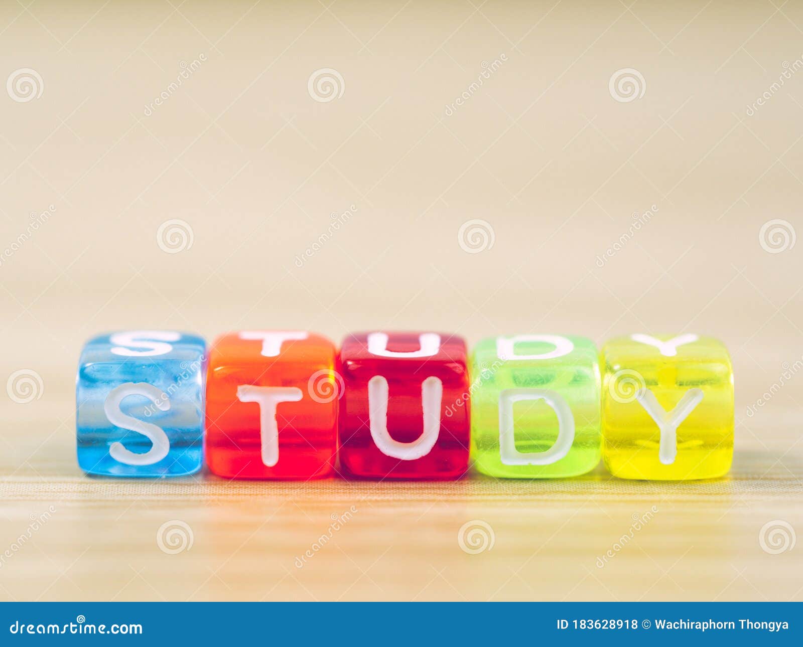 STUDY Word Written on Color Block. STUDY Text on Table, Concept. Stock ...