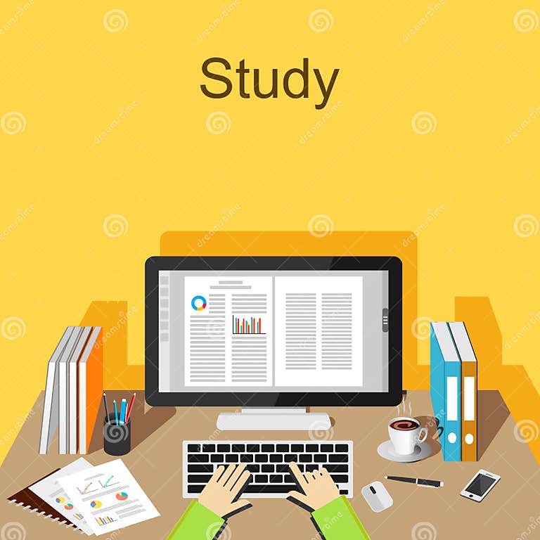 Study or Working Concept Illustration. Stock Vector - Illustration of ...