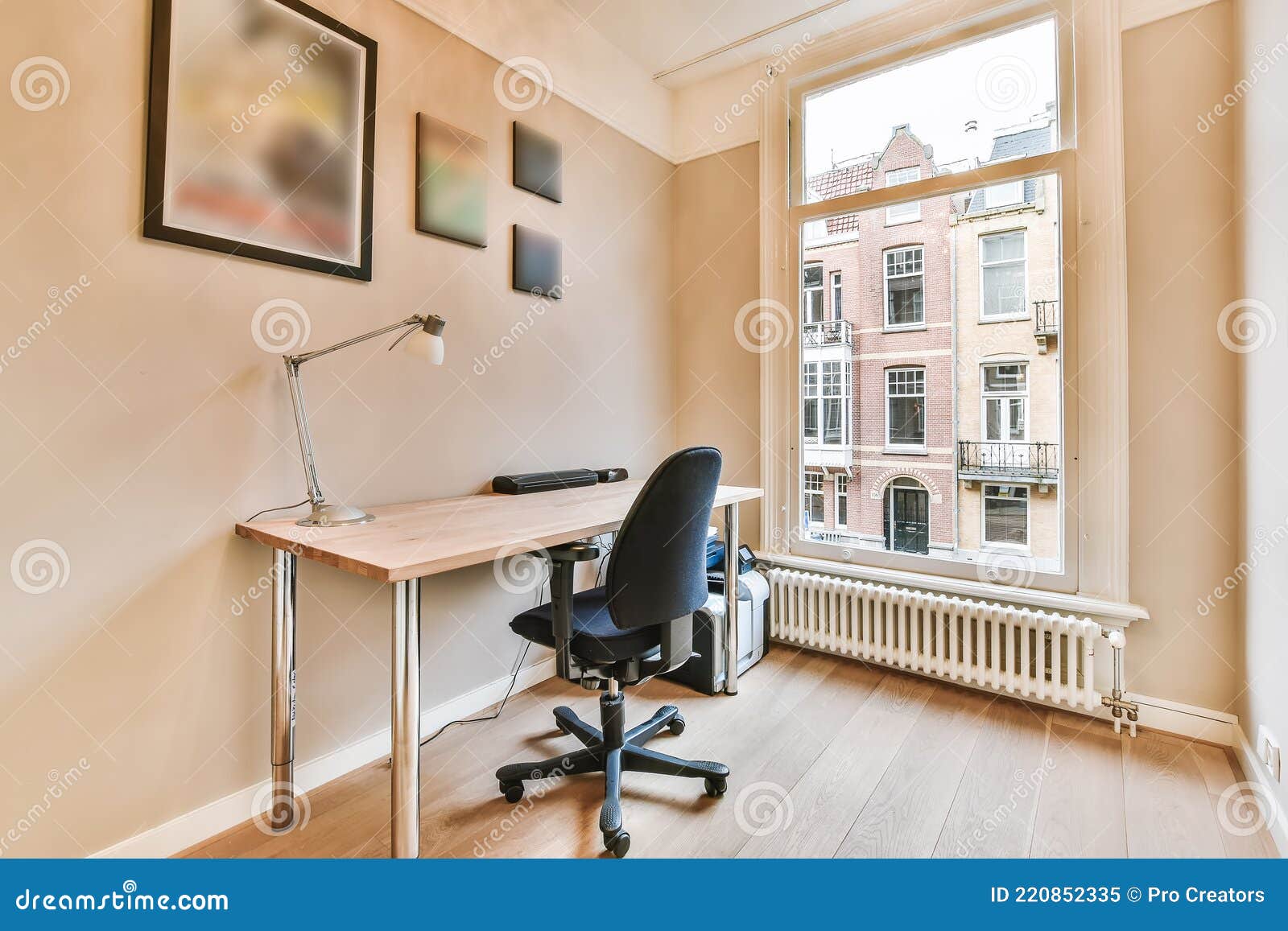 Study Workspace with Table Near Window Stock Image - Image of building ...