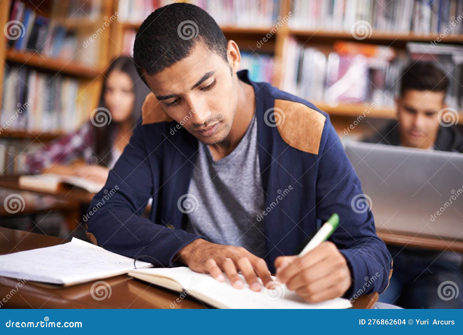 Study, Writing and College with Man in Library for Education, Research ...