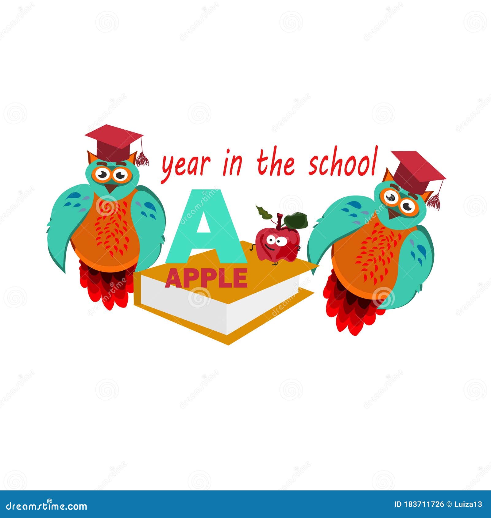 Study Year Concept Wih Owl, Student in Cap with Books, Vector Stock ...