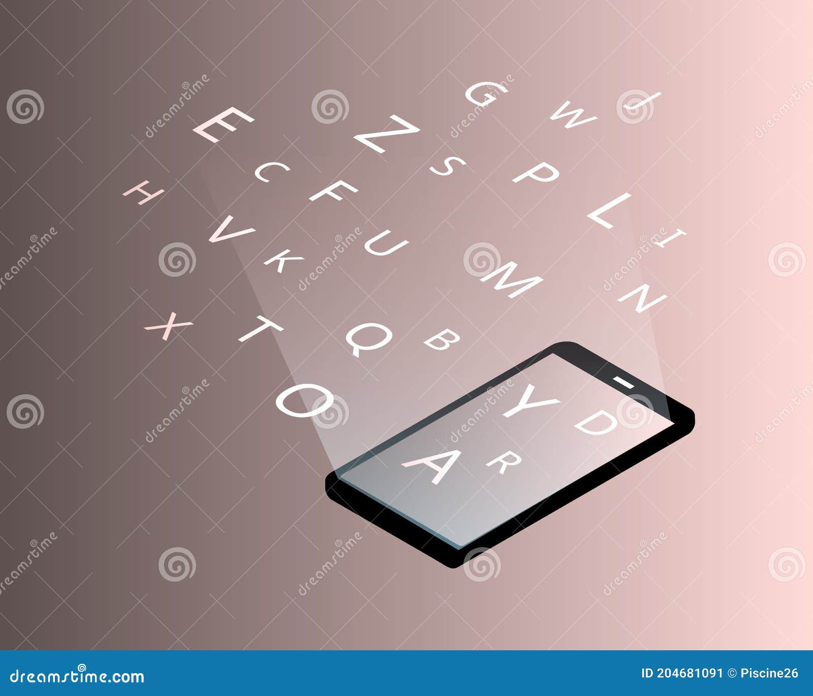 Studying ABC Alphabet and Learning English from Mobile Device Vector ...