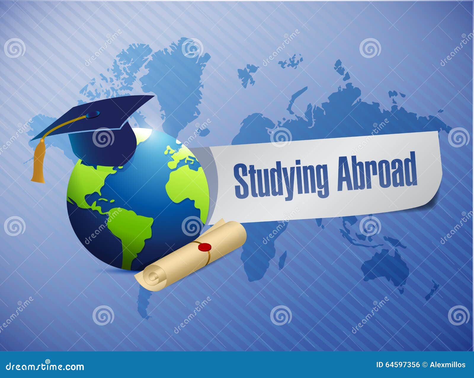 Studying Abroad Globe Sign World Map Illustration Stock Illustration ...