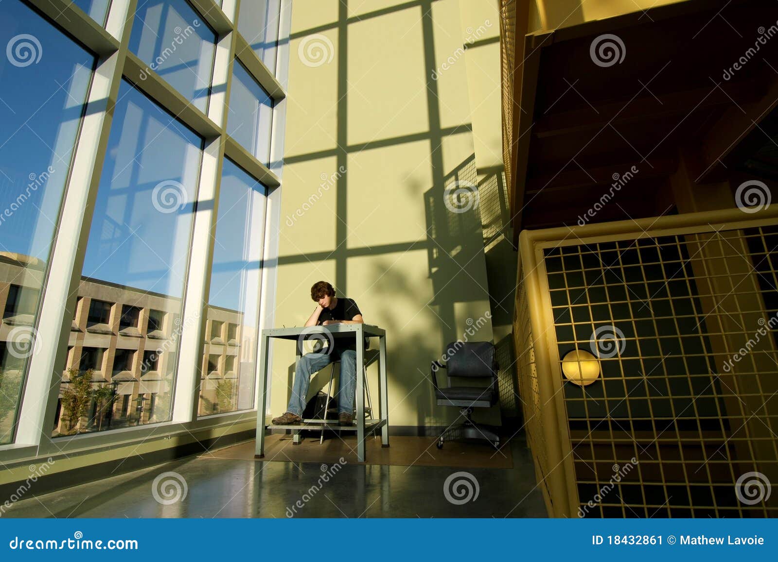 Studying Alone in Stairwell Stock Image - Image of school, adult: 18432861