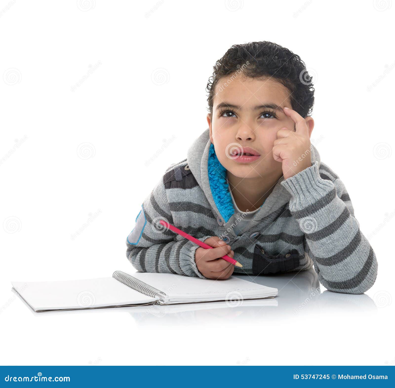 Studying Boy Thinking for Answer Stock Image - Image of question ...