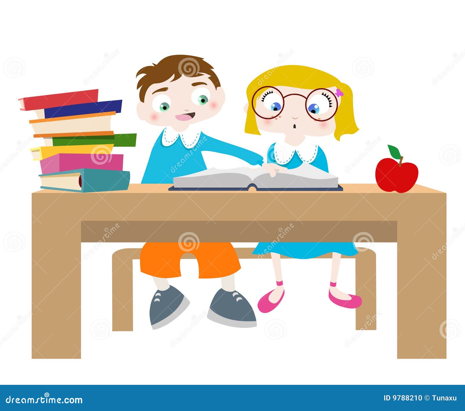 Studying Cartoon Characters Stock Vector - Illustration of head, nose ...