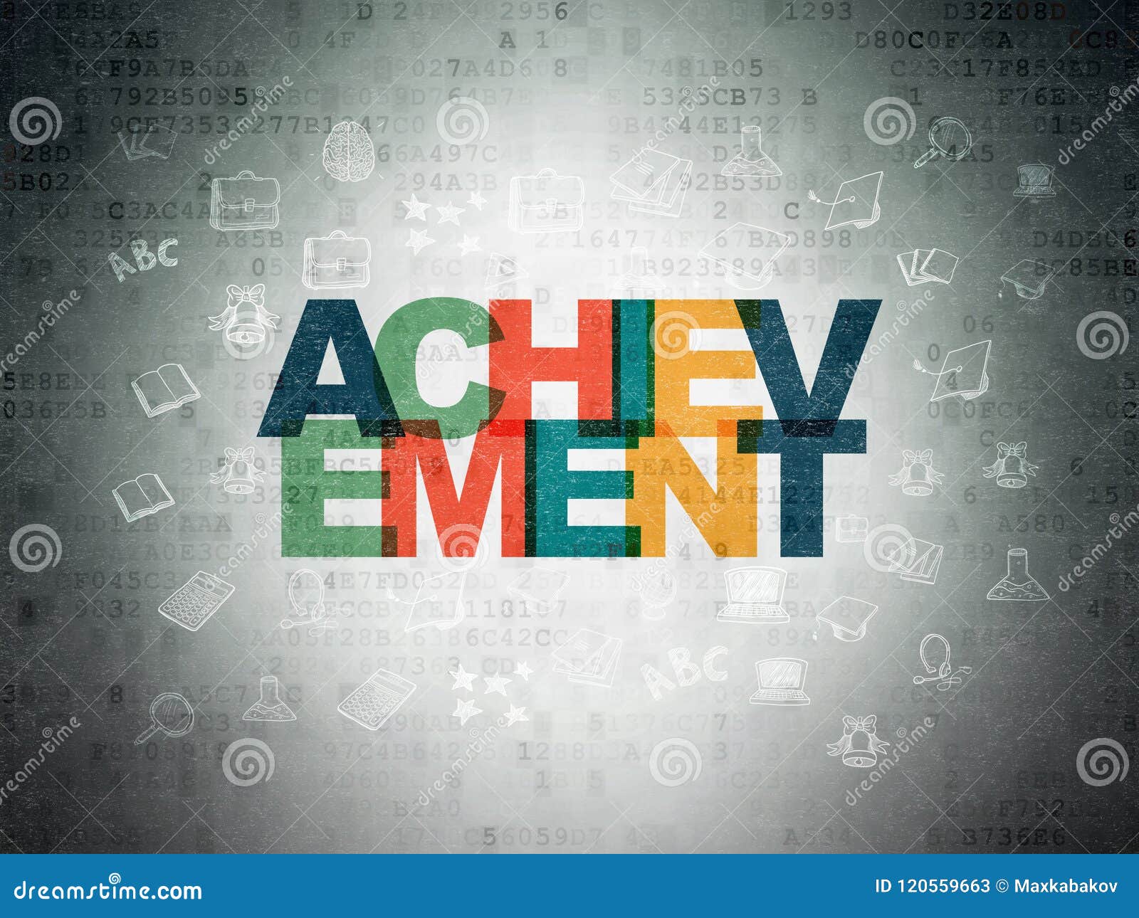 Studying Concept: Achievement On Digital Data Paper Background Stock ...