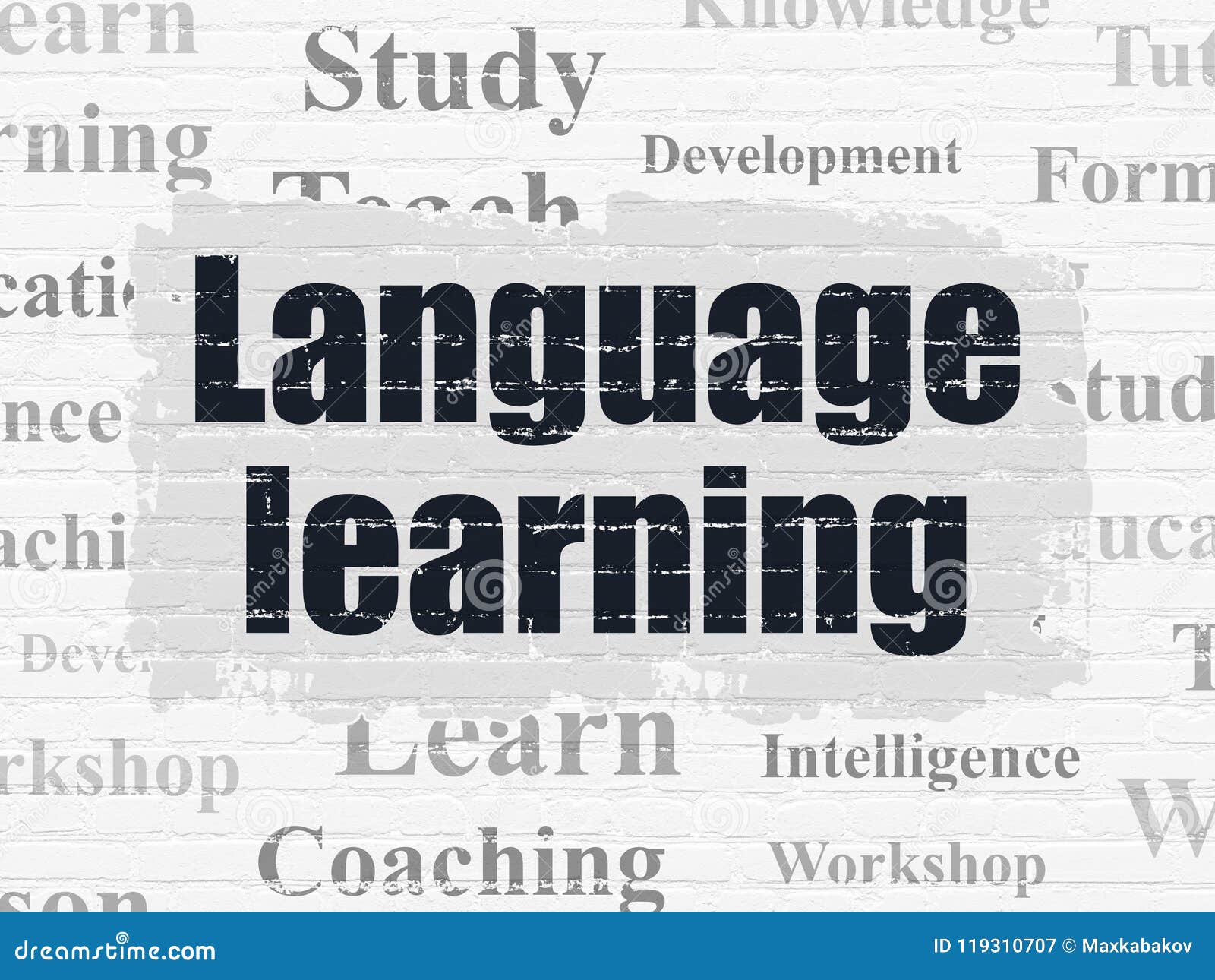 Studying Concept: Language Learning on Wall Background Stock ...