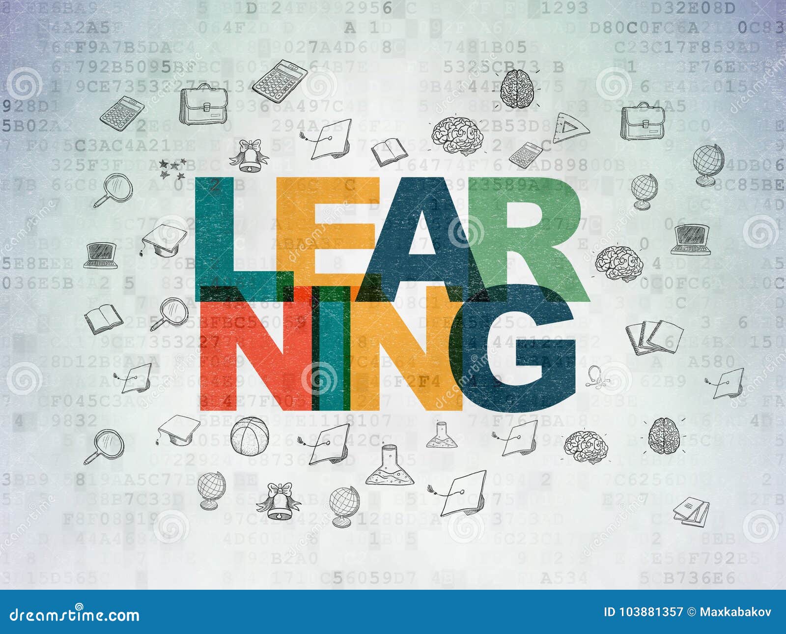 Studying Concept: Learning on Digital Data Paper Background Stock ...